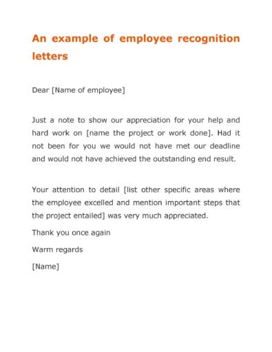 49 Printable Employee Recognition Letters (100% FREE) ᐅ TemplateLab