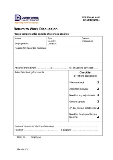 49 Best Return To Work [& Work Release Forms] ᐅ TemplateLab