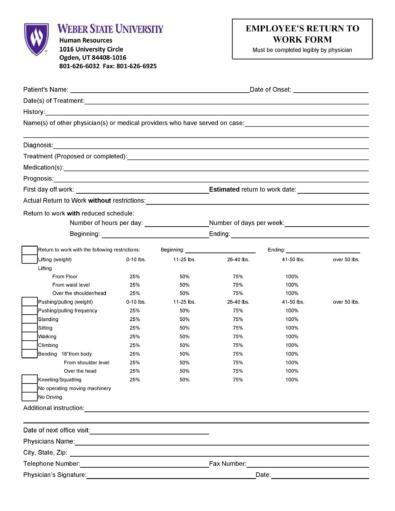 49 Best Return To Work [& Work Release Forms] ᐅ TemplateLab