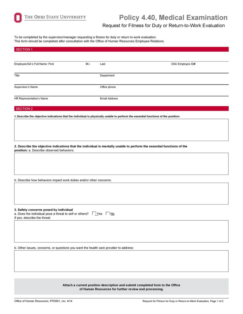 49 Best Return To Work [& Work Release Forms] ᐅ TemplateLab