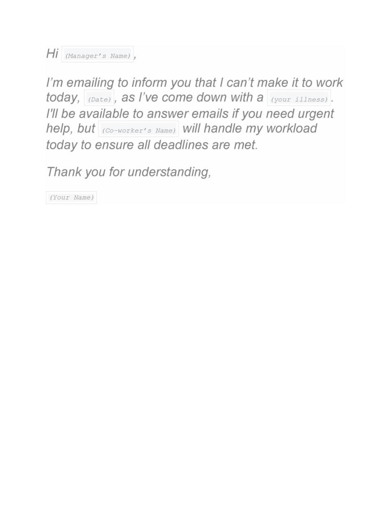 49 Professional Sick Leave Email Templates ᐅ TemplateLab