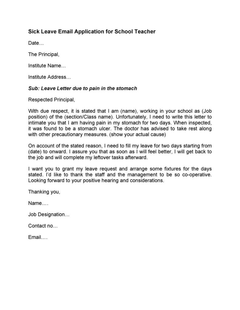 49 Professional Sick Leave Email Templates ᐅ TemplateLab
