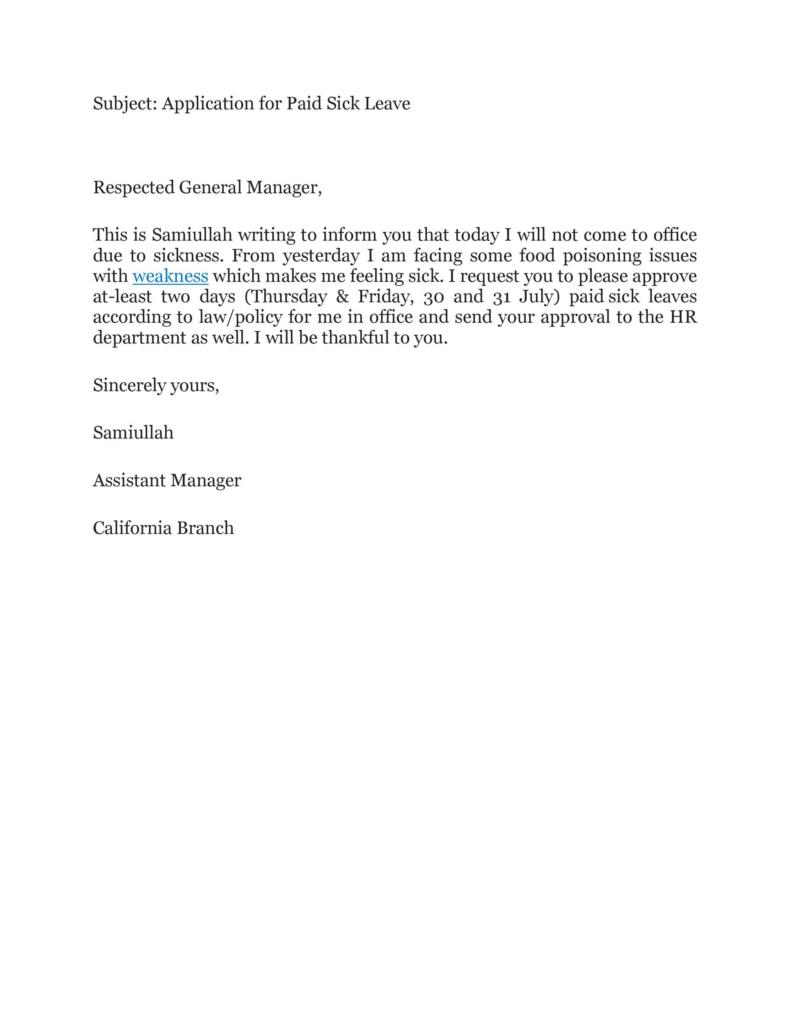 49 Professional Sick Leave Email Templates ᐅ TemplateLab