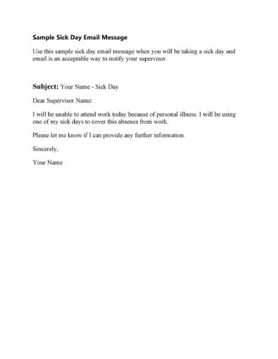 49 Professional Sick Leave Email Templates ᐅ TemplateLab