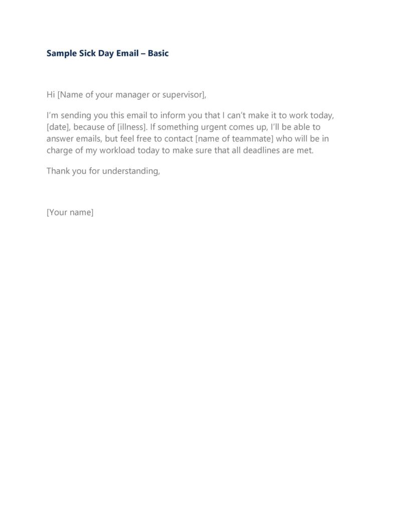 49 Professional Sick Leave Email Templates ᐅ TemplateLab
