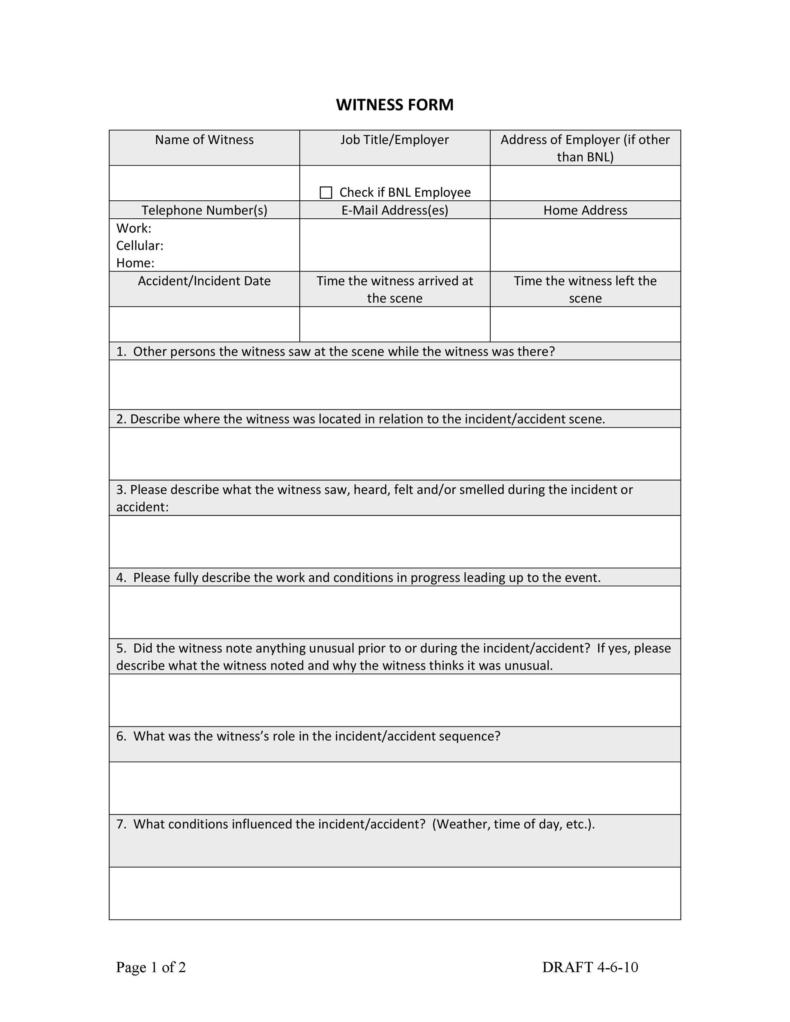50 Professional Witness Statement Forms & Templates ᐅ TemplateLab