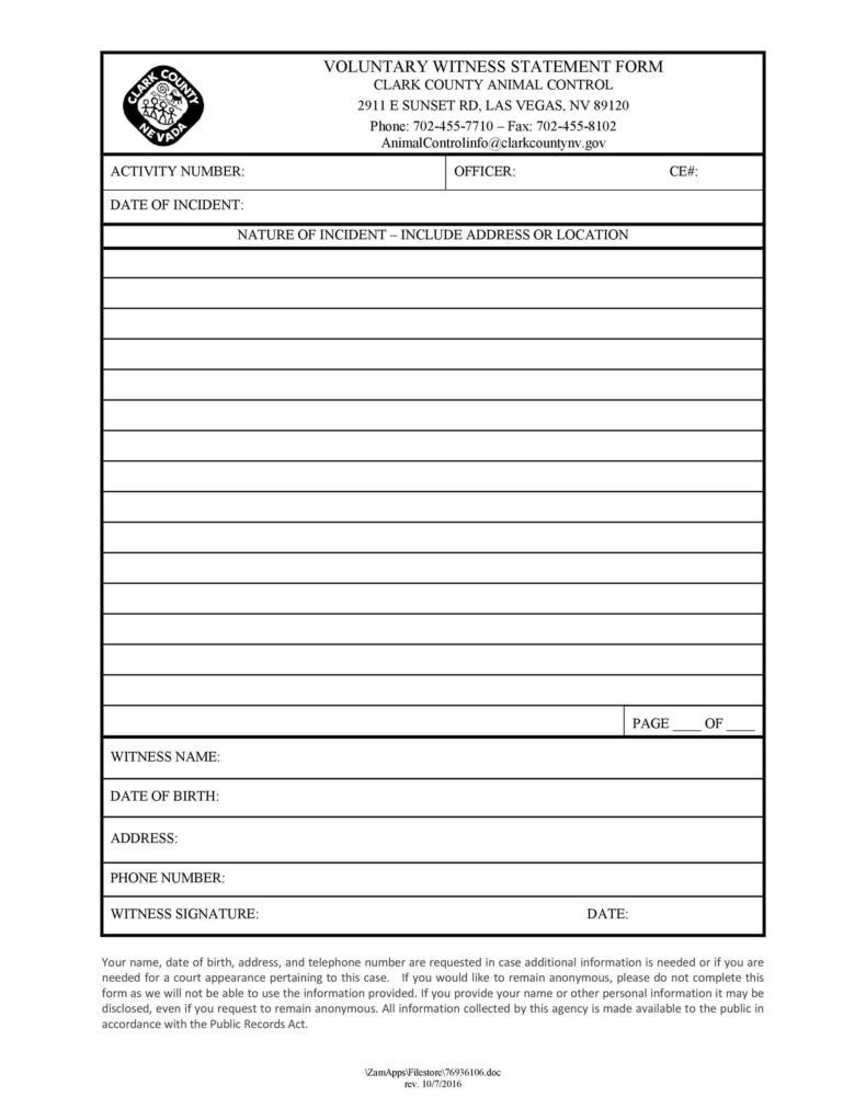 50 Professional Witness Statement Forms & Templates ᐅ TemplateLab