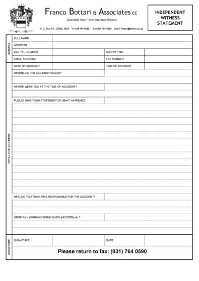 50 Professional Witness Statement Forms & Templates ᐅ TemplateLab