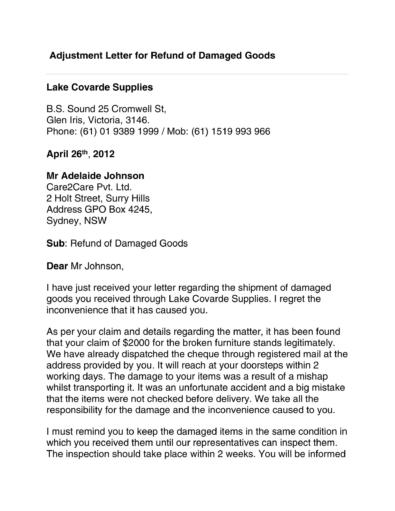 41 Editable Adjustment Letter Templates [& Examples] ᐅ TemplateLab