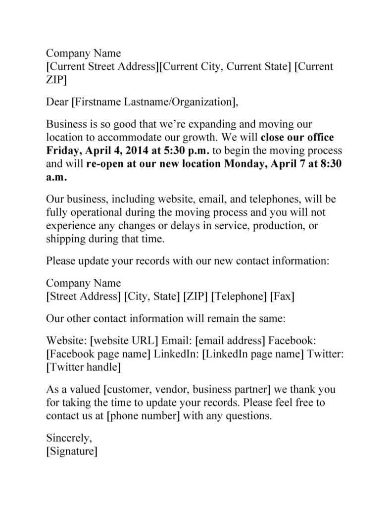 49 Best Change Of Address Letters (100% Free) ᐅ TemplateLab