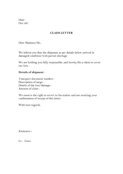 49 Free Claim Letter Examples - How to Write a Claim Letter?