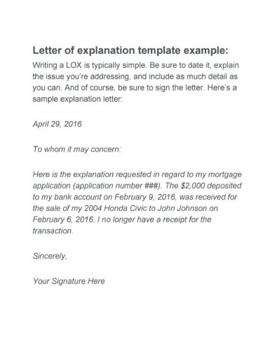 48 Letters Of Explanation Templates (Mortgage, Derogatory Credit...)
