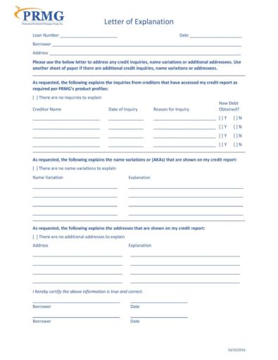 48 Letters Of Explanation Templates (Mortgage, Derogatory Credit...)