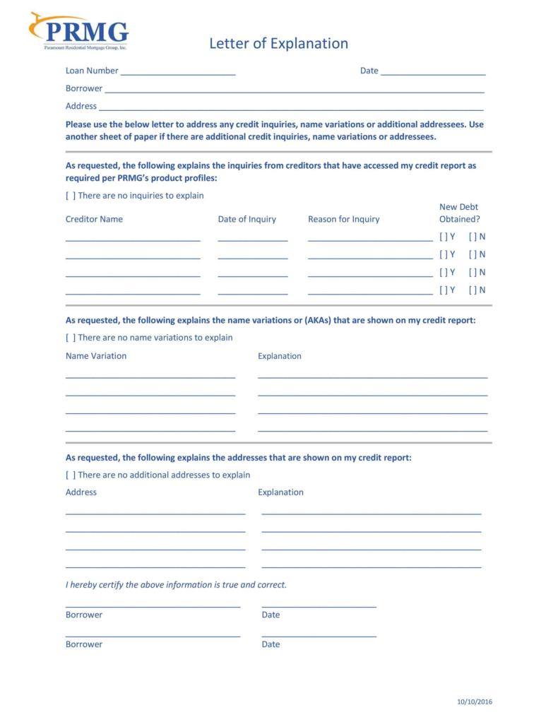 48 Letters Of Explanation Templates (Mortgage, Derogatory Credit...)