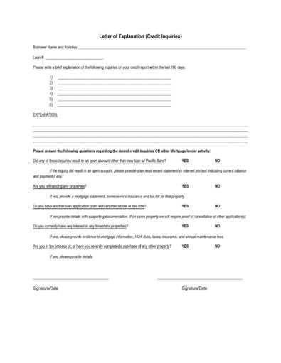 48 Letters Of Explanation Templates (Mortgage, Derogatory Credit...)