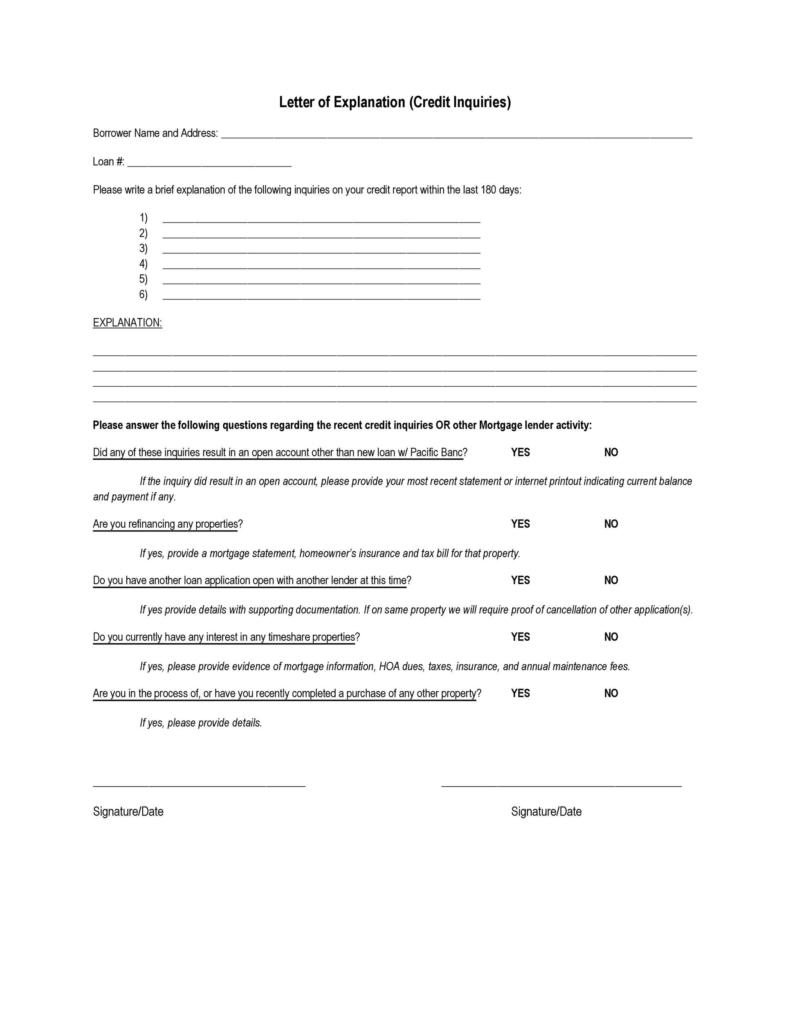 48 Letters Of Explanation Templates (Mortgage, Derogatory Credit...)
