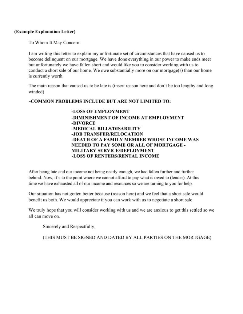 48 Letters Of Explanation Templates (Mortgage, Derogatory Credit...)