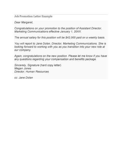 50 Job Promotion Letters (100% Free Templates) ᐅ TemplateLab