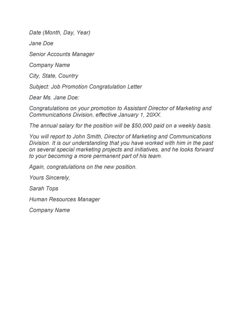 50 Job Promotion Letters (100% Free Templates) ᐅ TemplateLab