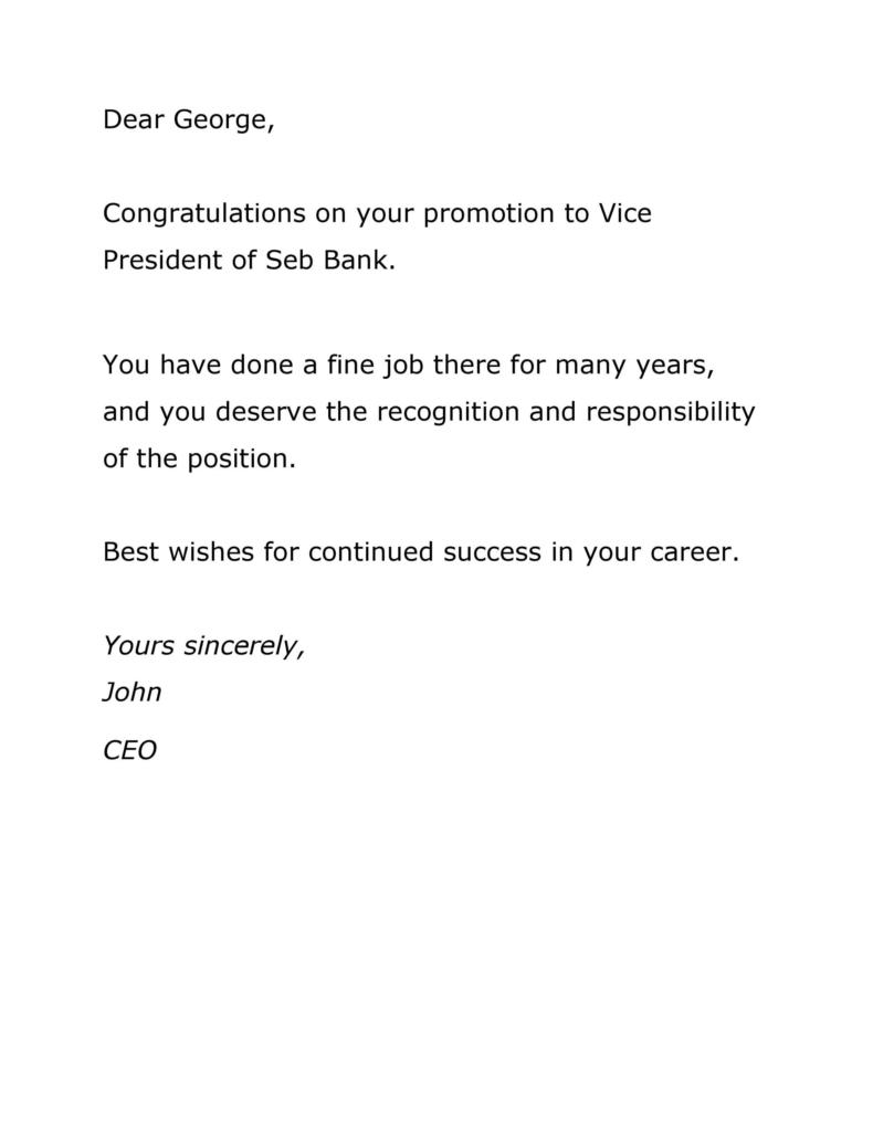 50 Job Promotion Letters (100% Free Templates) ᐅ TemplateLab