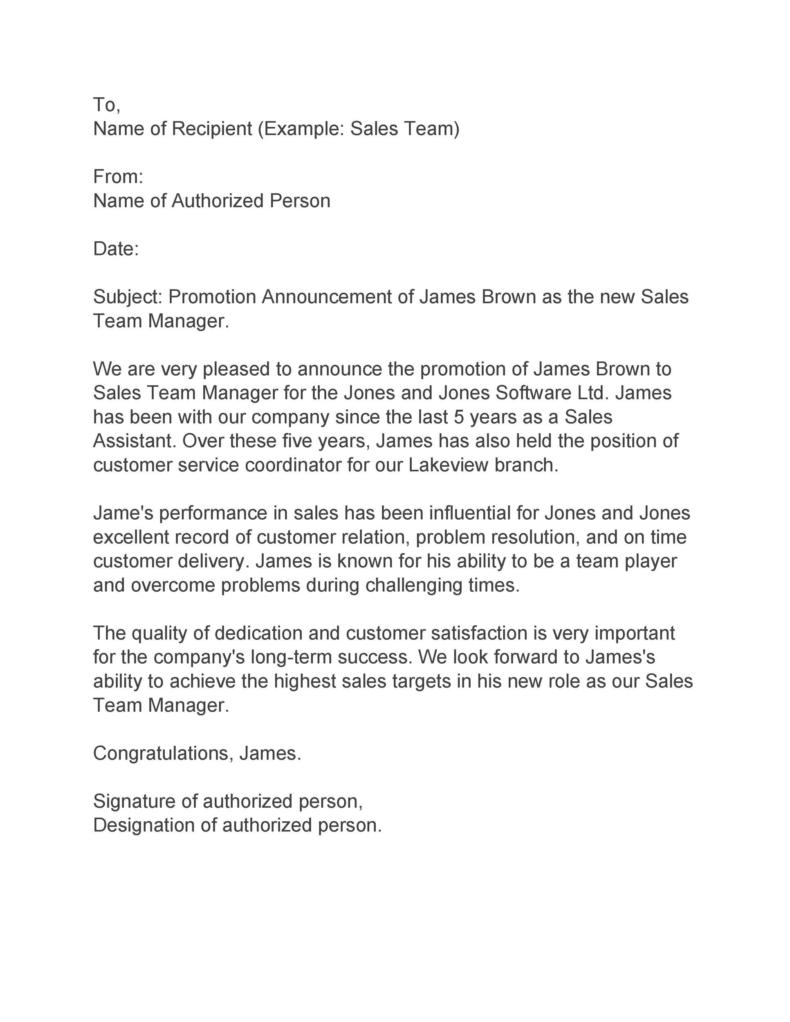 50 Job Promotion Letters (100% Free Templates) ᐅ TemplateLab
