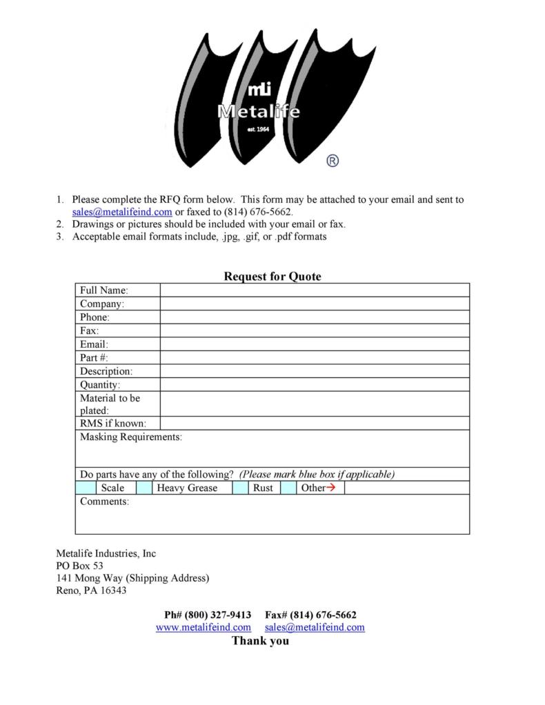 50 Simple Request For Quote Templates (& Forms) ᐅ TemplateLab