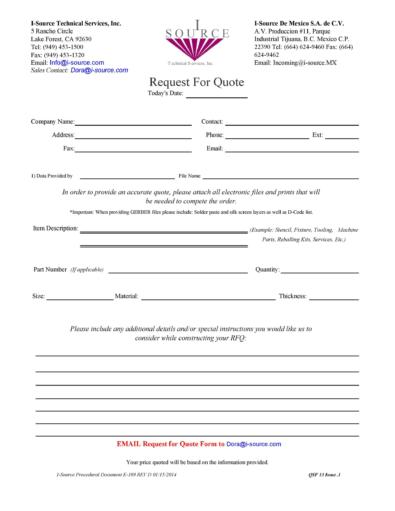 50 Simple Request For Quote Templates (& Forms) ᐅ TemplateLab