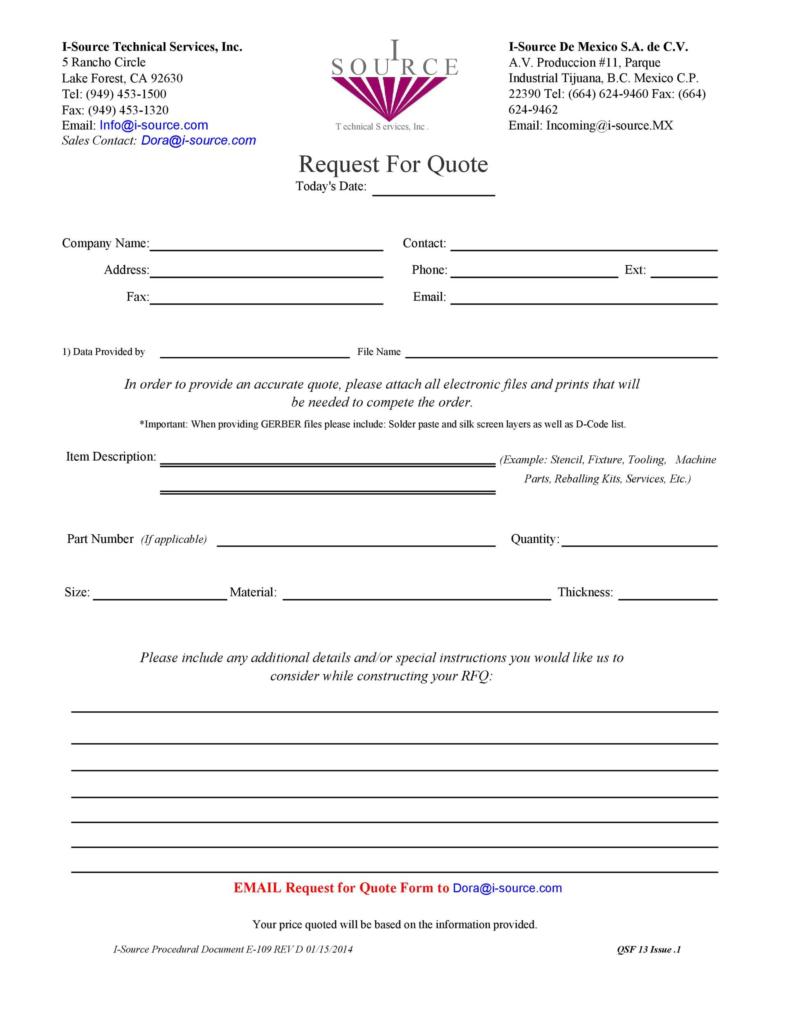 50 Simple Request For Quote Templates (& Forms) ᐅ TemplateLab