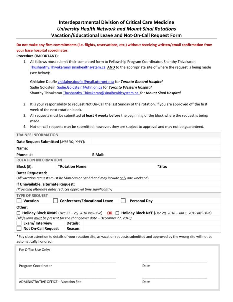 50 Professional Employee Vacation Request Forms [Word] ᐅ TemplateLab