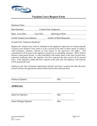 50 Professional Employee Vacation Request Forms [Word] ᐅ TemplateLab