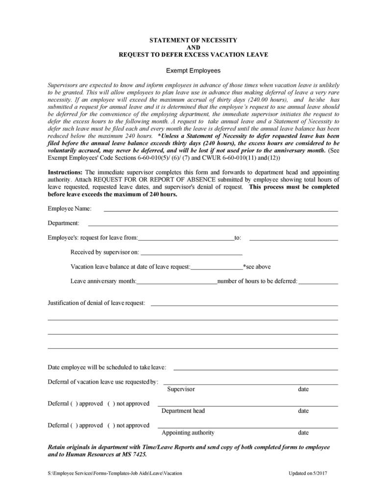 50 Professional Employee Vacation Request Forms [Word] ᐅ TemplateLab