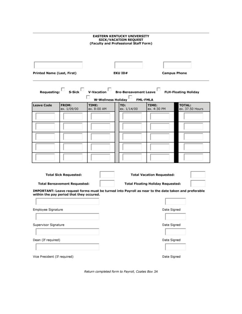 50 Professional Employee Vacation Request Forms [Word] ᐅ TemplateLab