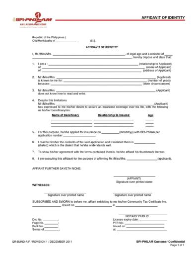 48 Free Affidavit of Identity Forms (MS Word) ᐅ TemplateLab