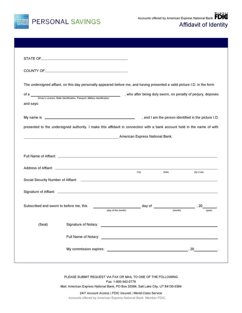 48 Free Affidavit of Identity Forms (MS Word) ᐅ TemplateLab