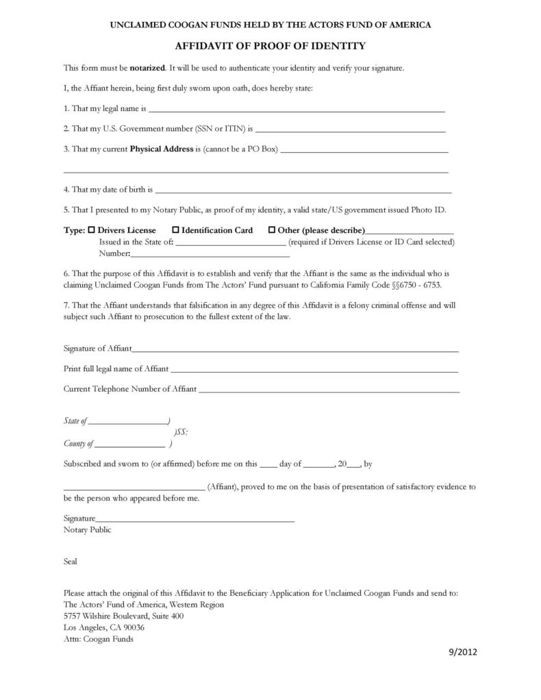 48 Free Affidavit of Identity Forms (MS Word) ᐅ TemplateLab