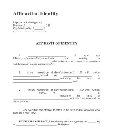48 Free Affidavit of Identity Forms (MS Word) ᐅ TemplateLab