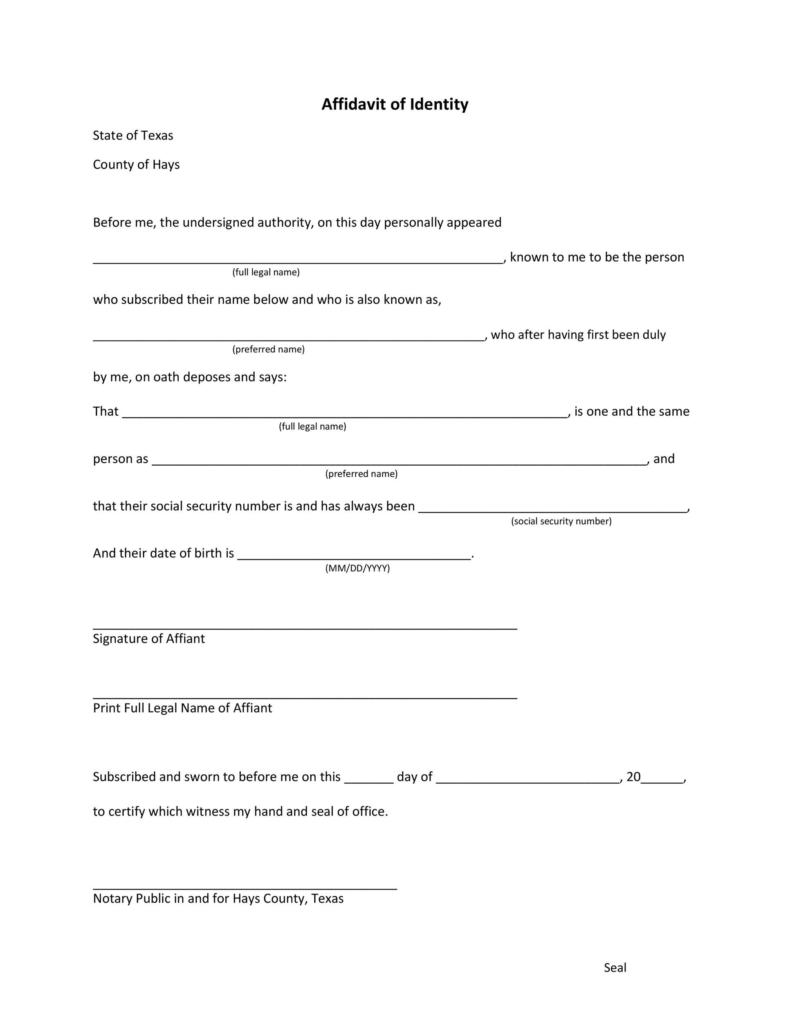 48 Free Affidavit of Identity Forms (MS Word) ᐅ TemplateLab