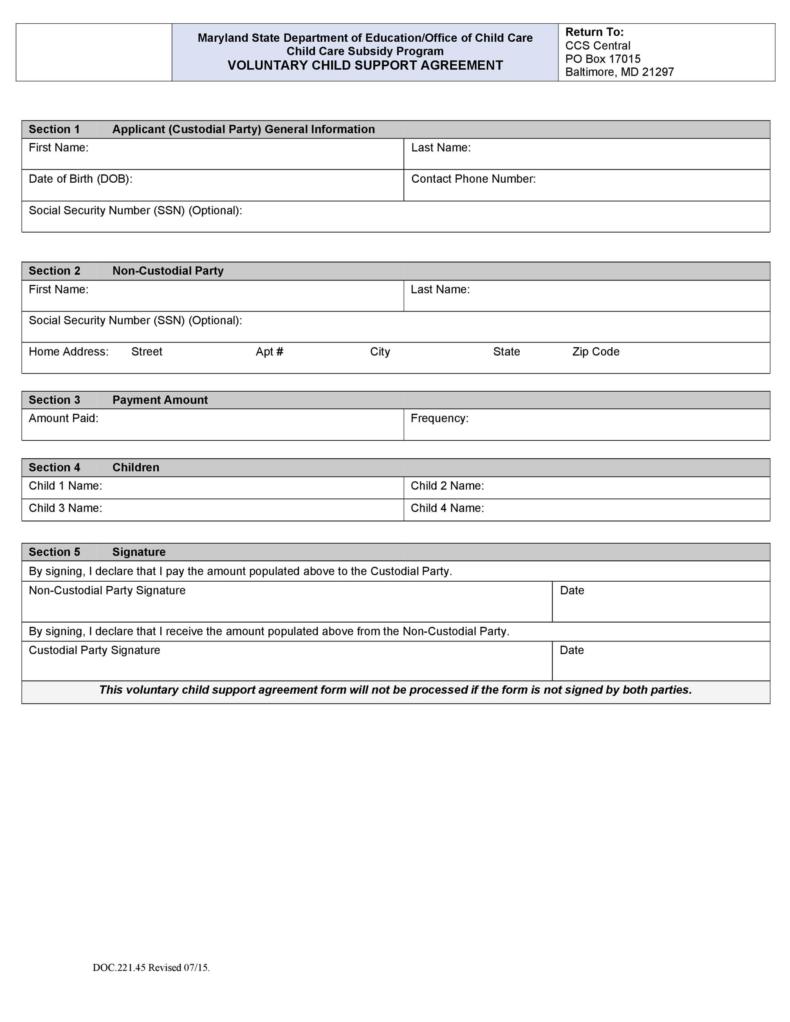32 Free Child Support Agreement Templates (PDF & MS Word)