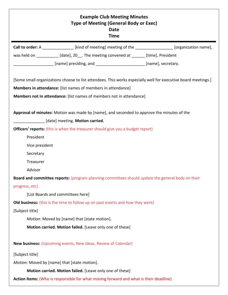 33 Professional Corporate Minutes Templates (Word/PDF) ᐅ TemplateLab