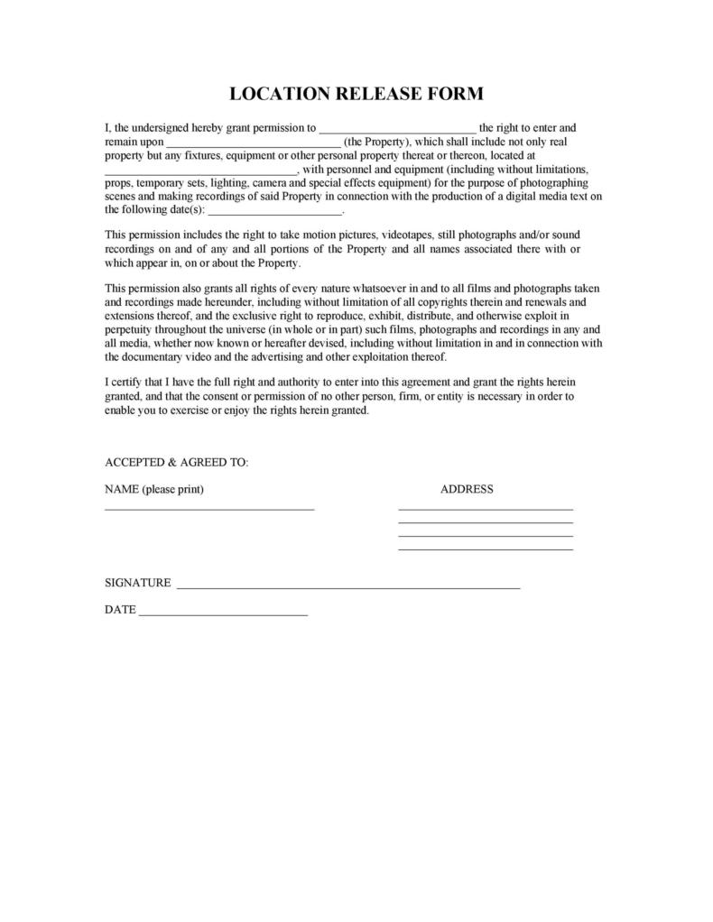 50 FREE Location Release Forms [for Film / Documentary / Video]