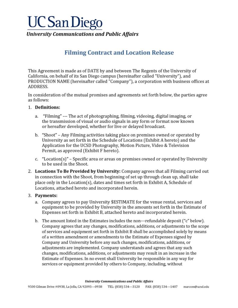 50 FREE Location Release Forms [for Film / Documentary / Video]