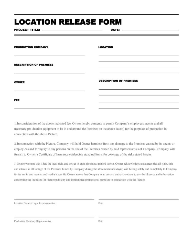 50 FREE Location Release Forms [for Film / Documentary / Video]