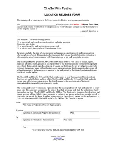 50 FREE Location Release Forms [for Film / Documentary / Video]