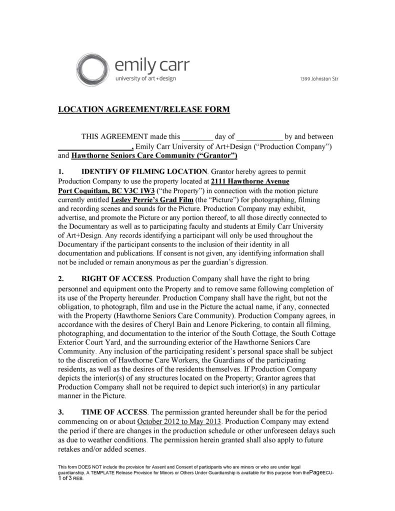 50 FREE Location Release Forms [for Film / Documentary / Video]