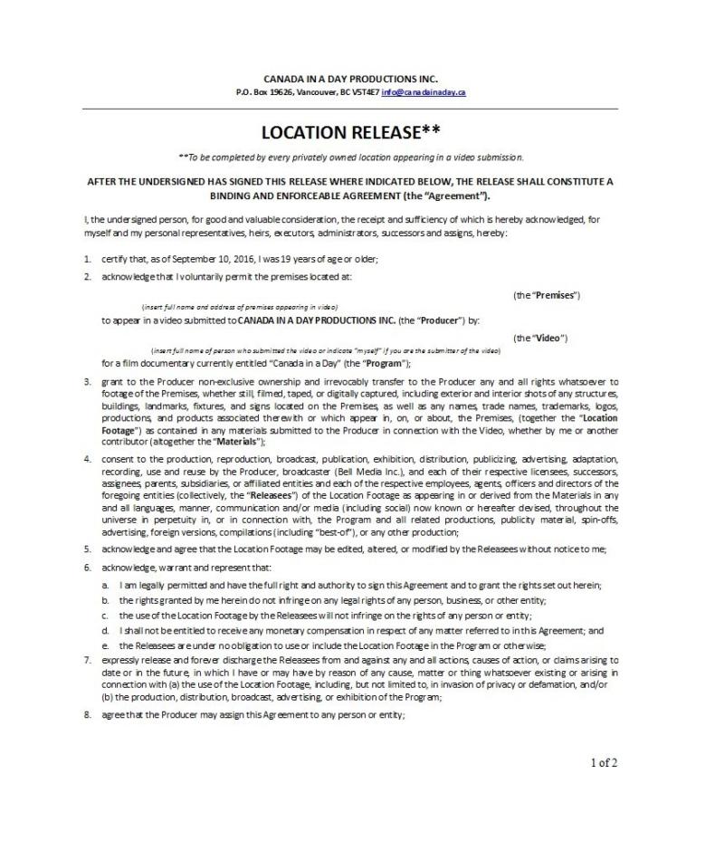 50 FREE Location Release Forms [for Film / Documentary / Video]