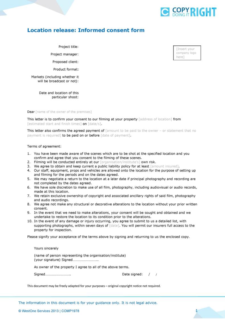 50 FREE Location Release Forms [for Film / Documentary / Video]