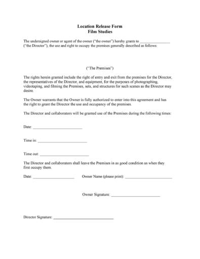 50 FREE Location Release Forms [for Film / Documentary / Video]