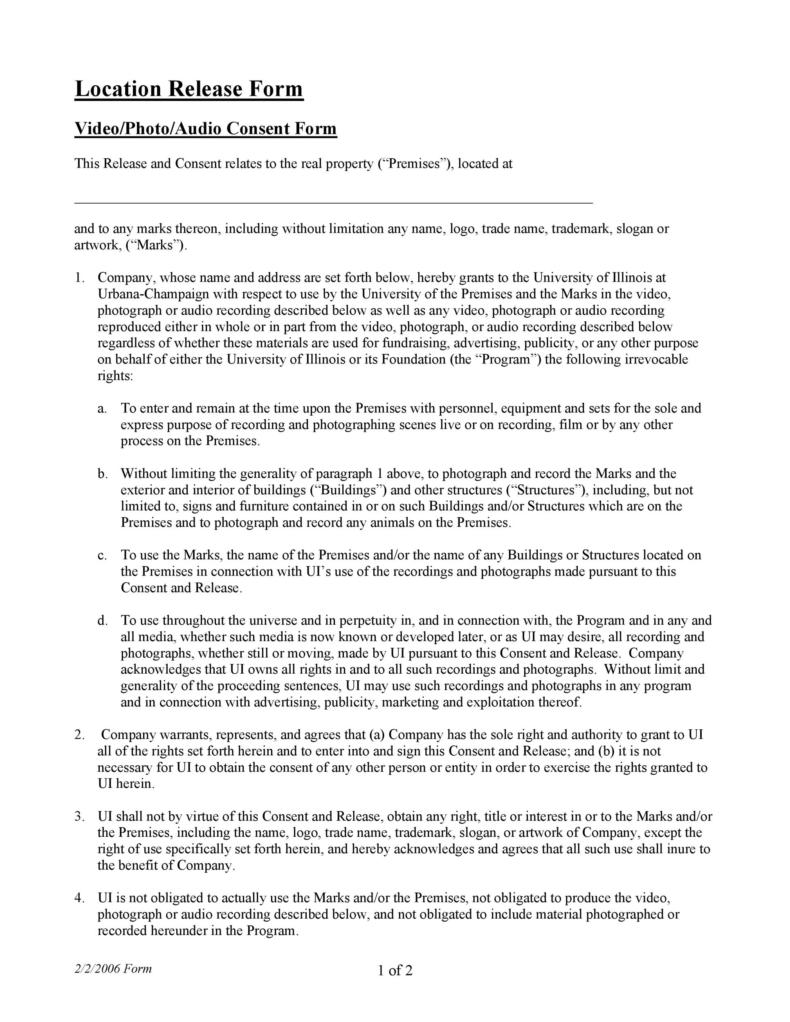 50 FREE Location Release Forms [for Film / Documentary / Video]