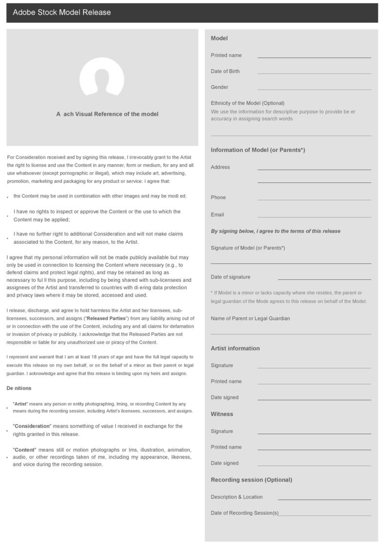 50 Best Model Release Forms (Free Templates) ᐅ TemplateLab