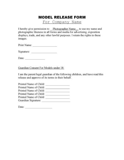 50 Best Model Release Forms (Free Templates) ᐅ TemplateLab